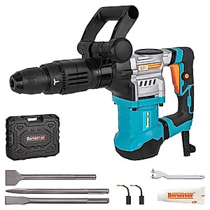 Berserker 1300W 16-Pound SDS-Max Demolition Jack Hammer, 1-9/16" 11-Amp Small Corded Electric Demo Chipping Hammer for Floor Tile Removal, Concrete Breaker with Carrying Case & 3 Chisels