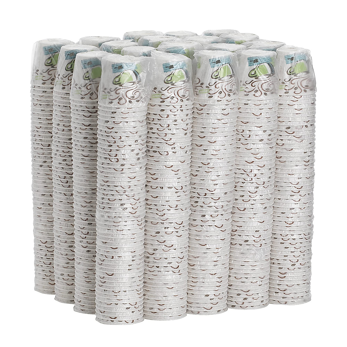 Georgia-Pacific Dixie PERFECTOUCH 10OZ Insulated Wrapped Paper HOT Coffee Cups, FIT Large LIDS, Coffee Haze, 1,000 Cups/CASE