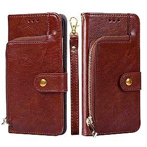 YOUKABEI MojieRy Phone Cover Zipper Wallet Folio Case for LG V20, Premium PU Leather Slim Fit Cover for LG V20, 1 Photo Frame Slot, 3 Card Slots, Dirt-Proof, Brown