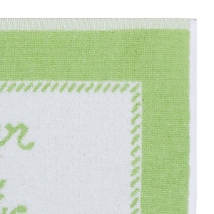 Coucke French Cotton Square Terry Towel, Olivier Amande, 20-Inches by 20-Inches, Green, White