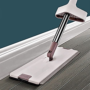 BinOxy Mop/Flat Floor Mop Hand-Washing Squeeze Mop Automatic Leveling Mop Automatic Rotation Floor Cleaner with Microfiber Pad Cleaning Tool Floor Cleaning System (Color : White Within 4 Pads)