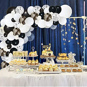Elecrainbow 120 Pieces White & Black Balloon Arch Garland Kit for Birthday, Graduation, Anniversary, 100 Dots and Balloon Strip Included