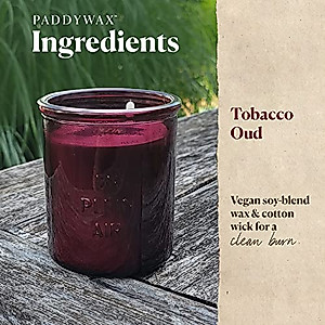 Paddywax Firefly Candle Co. En Plein Air Scented Candles with Soy Wax Blend and Reusable Glass Jar for Home Fragrance and Aromatherapy Ideal for Gifting - 10 Ounce, Tobacco Oud, Eggplant Purple