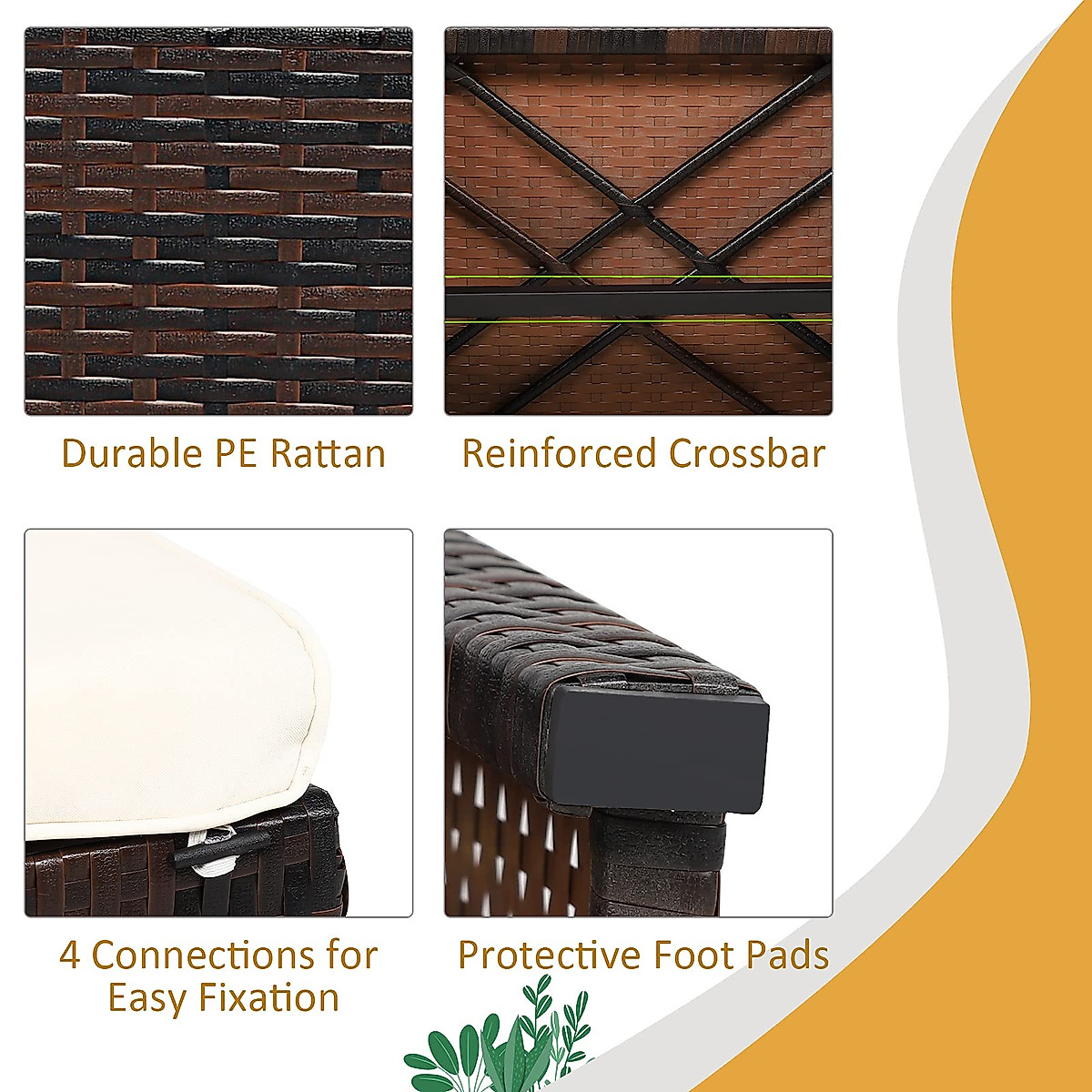 Tangkula 2 Pieces Patio Rattan Ottomans, All Weather Outdoor Footstool Footrest Seat with Soft Cushion, Hidden Zipper, High-Density Sponge, Wicker Ottoman Seat for Patio, Garden, Poolside (White)