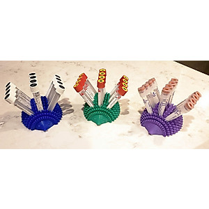 Schaller Industries Test Tube Rack – Vertical Storage Tube Organizer for 13mm - Test Tube Holder Rack and Vial Holder – Glass Tube Drying Rack, Fun Hedgehog Design - Holds 12 Tubes - Grape