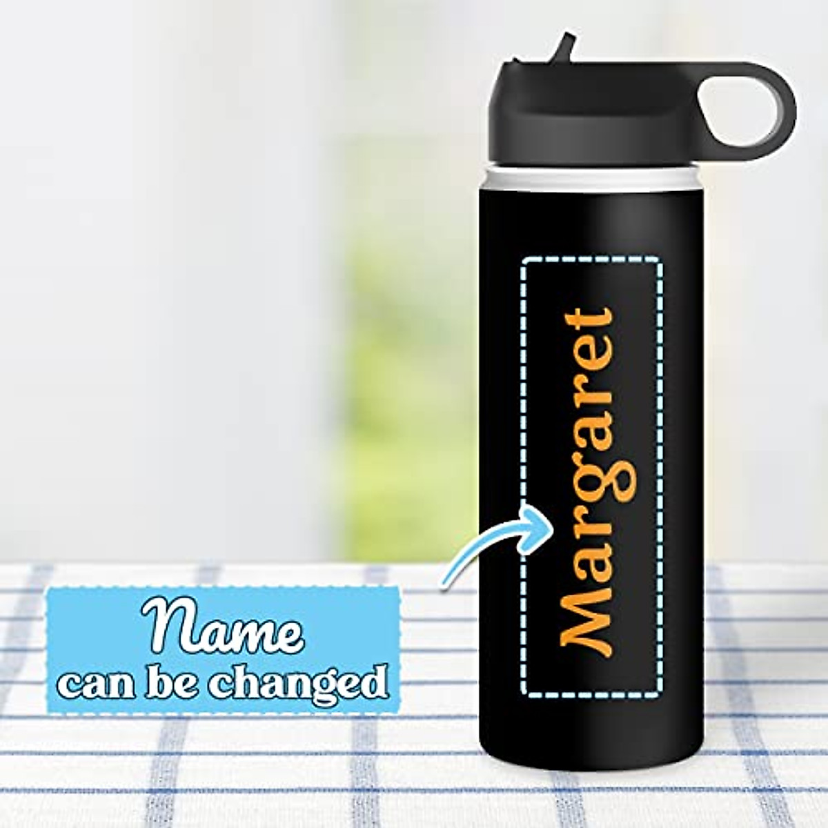 wowcugi Personalized Penguin Kids Water Bottle 12oz 18oz 32oz Insulated Stainless Steel Travel Cup Bottles Birthday Christmas Custom Gift For Kids Women Men Penguins Lovers