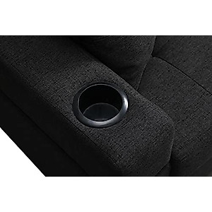 BIADNBZ Modern Sectional Sofa Set with Reversible Chaise Lounge,2 Pillows and Cup Holders,4-Seat L-Shaped Upholstered Couch for Living Room Office Apartment, Black