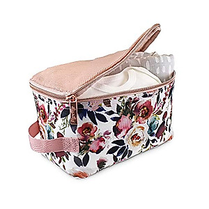 Itzy Ritzy Packing Cubes for Travel – Set of 3 Packing Cubes or Travel Organizers; Each Travel Cube Features a Mesh Top, Double Zippers and a Fabric Handle (Blush Floral)