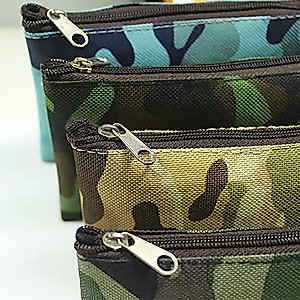Funny live 4 pieces Camouflage Pencil Cases Marker Case Pen Bag, Flat Minimalist Zipper Bag,Durable Canvas Stationery Bag Pencil Organizer,7.5 x 3.7 inches