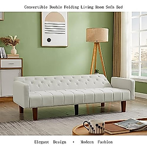 BIVVI Linen Convertible Sofa Bed Sleeper Couch Double Folding Loveseat Futon Sofá Chair Daybed w/Adjustable Reclining Backrests,Lounge Couch for Living Room Apartment Home Office,Beige