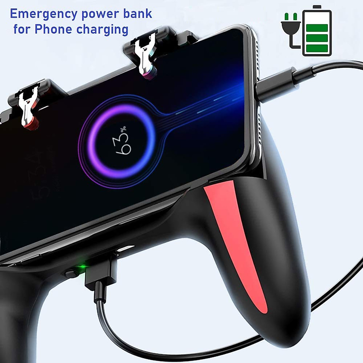 PUBG Mobile Game Controller- Dual Cooling Fan Gaming Triggers with 2200 mAh Build in Battery for 4.7-6.5inch iPhone and Android Phone by ipremium (Dual Fan)