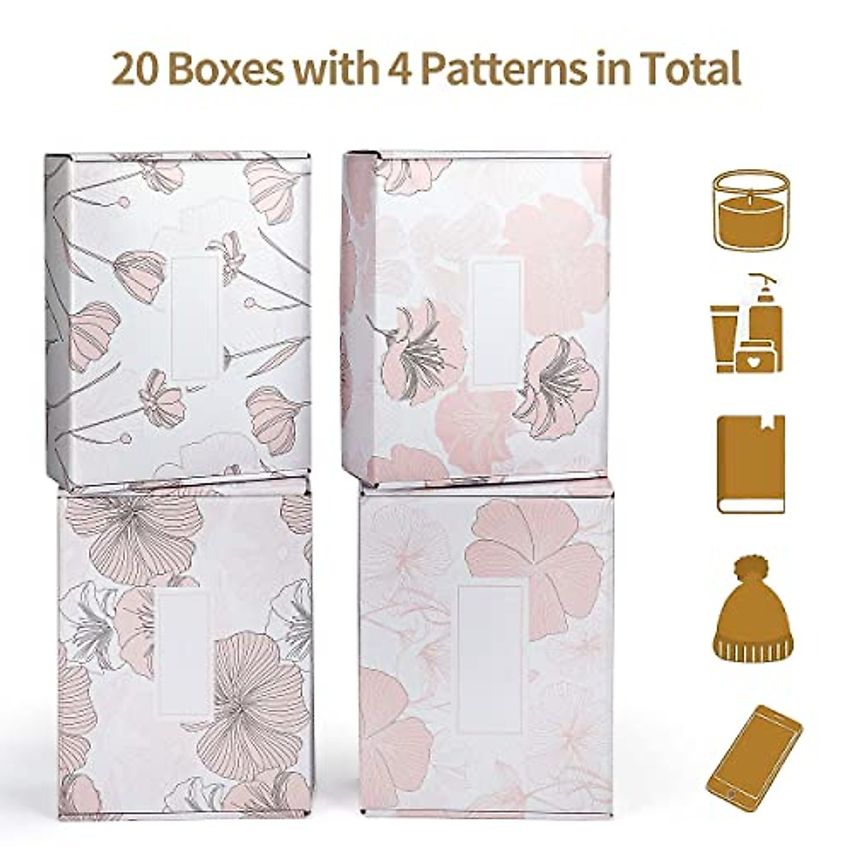 EYMPEU 12x9x4 Floral Gift Wrapping Boxes 20 Pack, Gifts Shipping Boxes Bulk for Women, Flower Corrugated Cardboard Gift Mailer for Present, Wife, Girlfriend, Mom Birthday, Wedding, Party Favor,