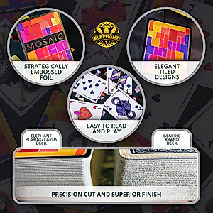 Mosaic Gemstone Playing Cards, Elegant Embossed and Foiled Deck of Cards with Fully Custom Designs with Free Card Game eBook, Premium Card Deck, Cool Poker Cards, Unique Colors for Kids & Adults
