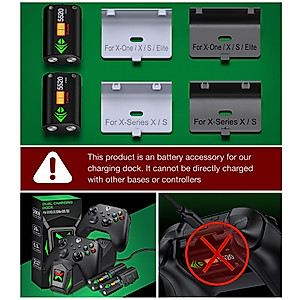 NinABXY Controller Rechargeable Battery Pack - 2X5520mWH Xbox Battery Pack for Xbox One/Series X/S,Xbox One S/X/Elite, Xbox Controller Battery Pack with 4 Battery Covers,Without Base