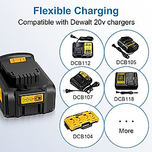Amityke Compatible with Dewalt 6000mAh 20V Battery 4Pack Replacement for Dewalt 20V Batteries DCB205 DCB206 DCB204 DCB200