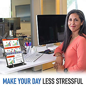 Desktop Document Book Holder with 7 Adjustable Positions for Easy Viewing Typing Reading Speech, Copy Paper Holders with Clip and Line Guide, Hold Letter Legal A4 Documents Music Up to 150 Sheets