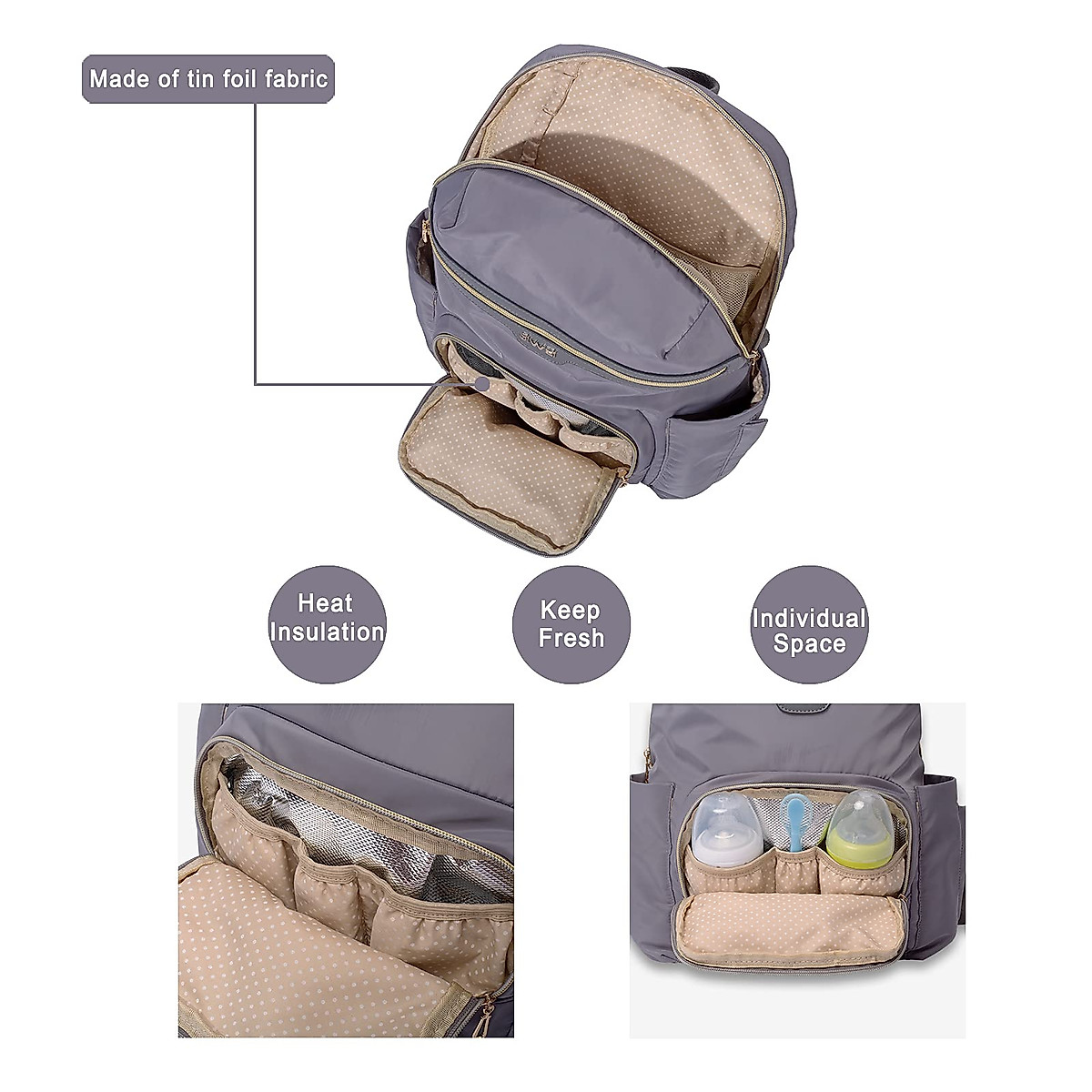 ZWFLAU Diaper Bag Backpack, Diaper Bags,Diaper Bag Tote for Mom Dad,Multifunction Waterproof Travel Diaper Back Pack for Daily Camping Picnic (Grey)