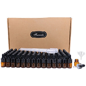 Pack of 100,2ml (5/8 dram) Amber Glass Dropper Bottle,Empty Sample Vial Glass Eye Dropper Aromatherapy Liquid Perfume Essential Oil Bottles with Glass pipette&Black Aluminum caps