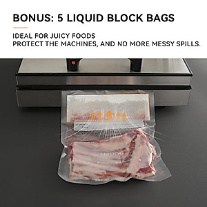 8" x 12" Precut Vacuum Sealer Bags, 200 Count, Includes 5 Liquid Block Bags & 5 Bone Guard Pieces, Heavy Duty for Food Storage, Sous Vide & Meal Prep, Wevac