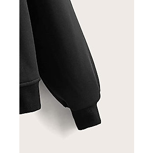 SHENHE Women's Punk Skeleton Graphic Zip Up Hoodie Oversized Rhinestone Drawstring Sweatshirt Black S