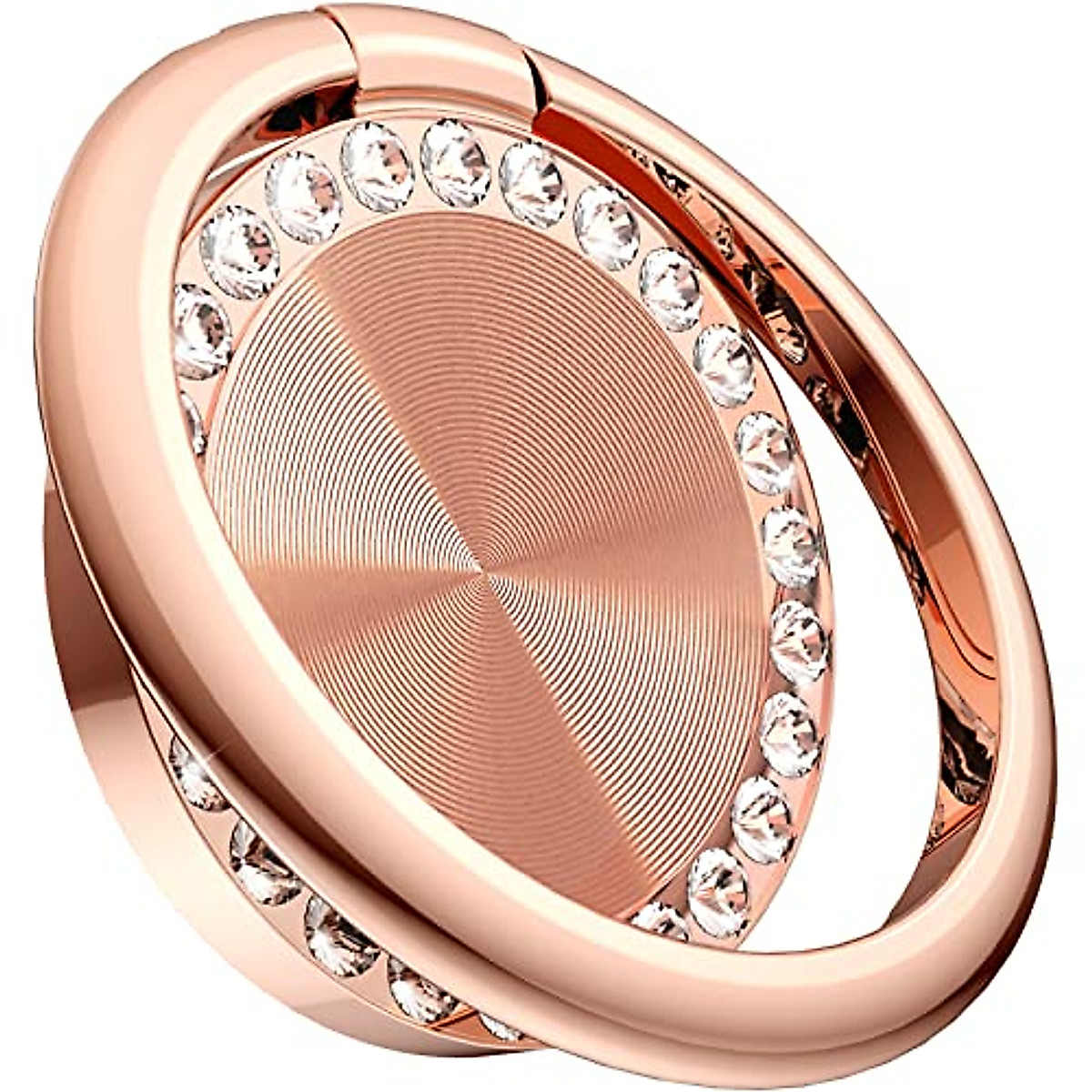 Dremmiwin Cell Phone Ring Holder with Crystal, Phone Ring Grip, 360° Rotation Finger Kickstand for iPhone and Android Phone, Rose Gold