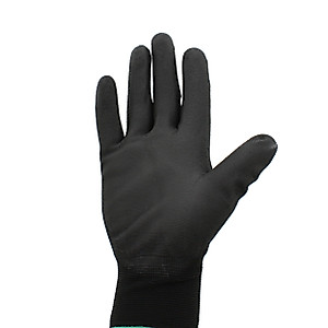 Global Glove PUG17 Gloves Black Nylon, Black Polyurethane Coated Palm. Medium. 12 Pair/Pkg
