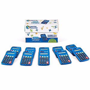 Learning Resources Primary Calculator - 10 Pieces, Ages 3+ Basic Solar Powered Calculators, Teacher Set of 10 Calculators, School Supplies