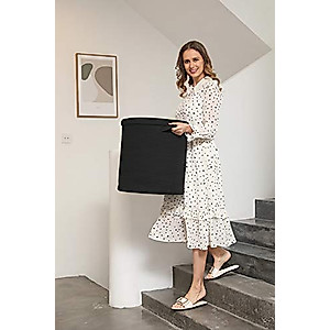 16" x 16" x 18" Extra Large Storage Basket with Lid, Cotton Rope Storage Baskets, Laundry Hamper, Cloth Bin, for Clothes Towels Blankets Pillows Storage in Living Room, All Black Basket with Cover