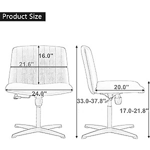 ESTRUCO Armless Office Chair Wide Desk Chair Mid Back Accent Chair Padded Swivel Vanity Chair for Girl Women Computer Task Chair for Home Office (Linen, Beige with Cross Base)