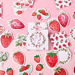 Y-QUARTER Handmade Sticker DIY Gift Packaging,45pcs/Box Strawberry Stationery Stickers Sealing Label Travel Sticker for Halloween Christmas Wedding Decor