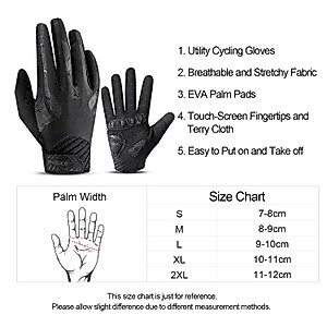 INBIKE Cycling Gloves Gel Bike Gloves for Men Full Finger Bicycle Gloves with Shock-Absorbing Pad Black Large