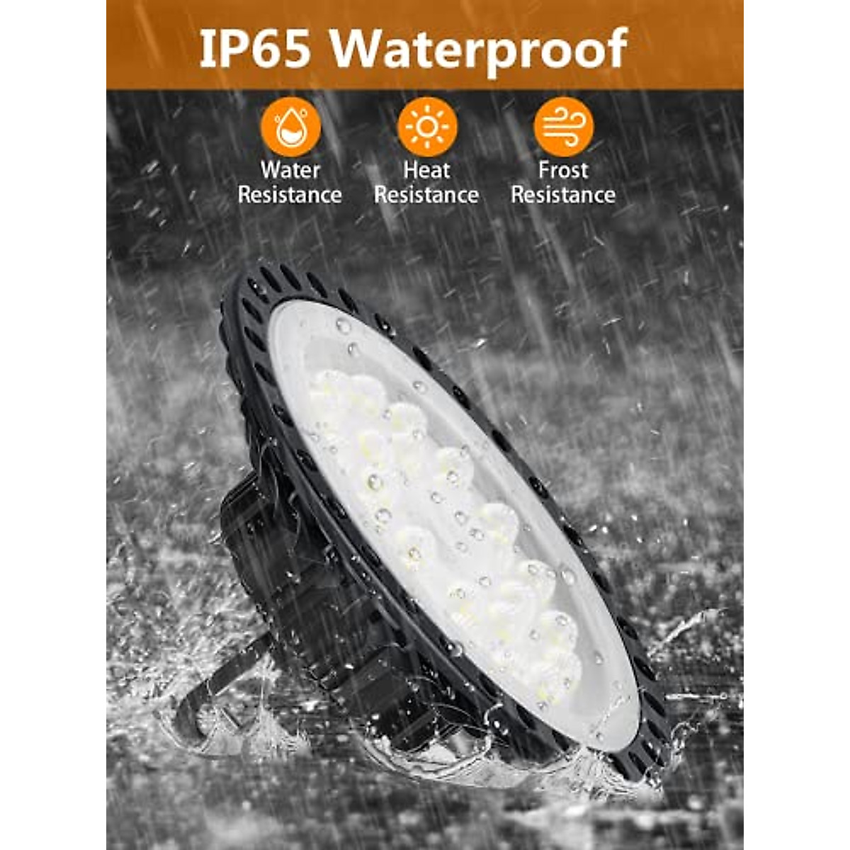 LED High Bay Light, 100W 12000LM UFO LED High Bay Lights with US Plug 5' Cable, 6500K Super Bright LED Shop Lights, IP65 Warehouse Light, Area Light Fixture Shop Light for Garage Warehouse Workshop