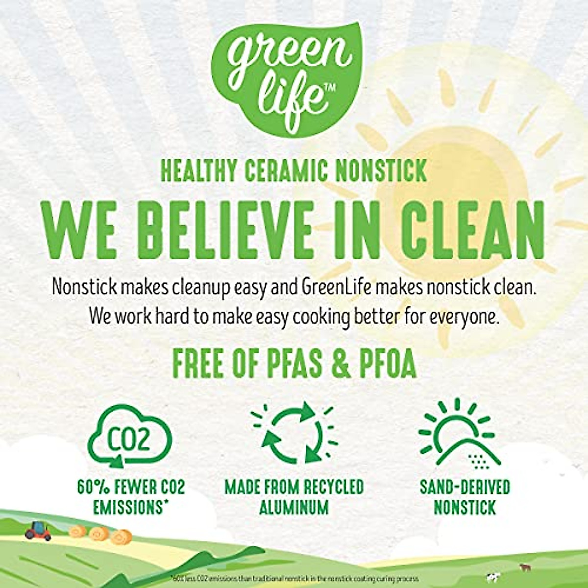 GreenLife Soft Grip Healthy Ceramic Nonstick 7" and 10" Frying Egg Omeltte Pan Skillet Set, PFAS-Free, Dishwasher Safe, Black and Cream