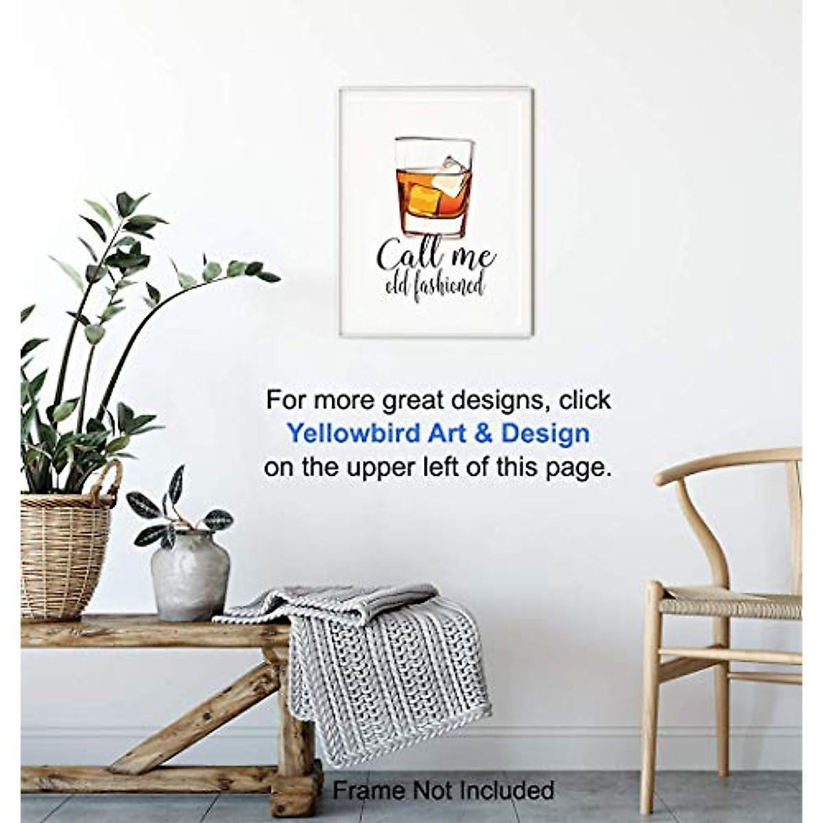Whiskey Bar Decor - Cocktail Wall Art - Unique Bartender Gift - Call Me Old Fashioned - Funny Typography Poster - Home Decoration for Kitchen, Dining Room - UNFRAMED 8x10 Typography Poster Print