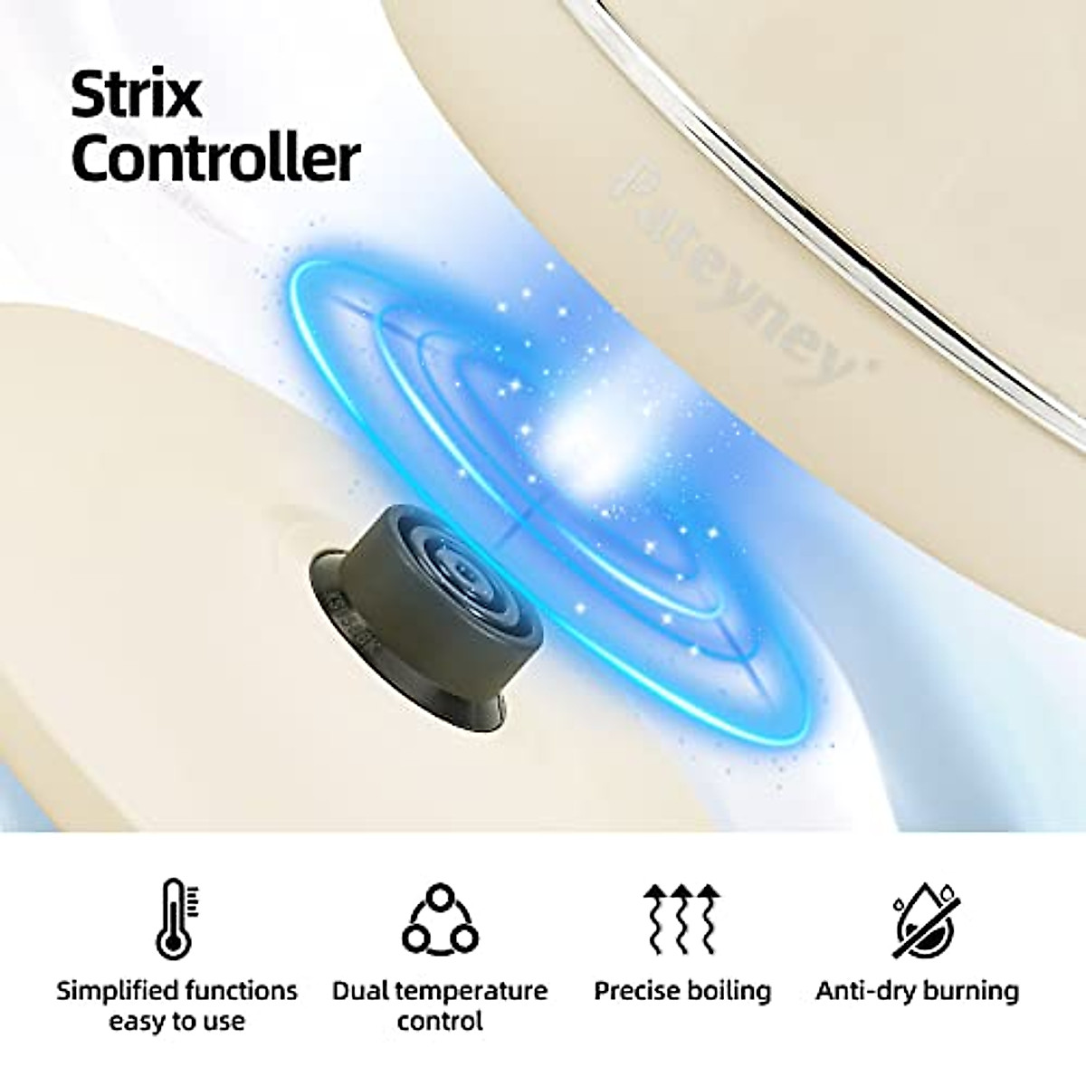 Pateyney Electric Kettle,Tea kettle,1.7 Litre retro style kettle,Kitchen Countertop Coffee Tea Hot Water Kettle,Double Wall 304 Stainless Steel BPA Free Hot Water Boiler,Auto Shut-Off and Boil-Dry Protection (Cream)