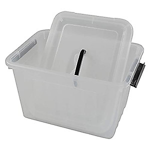 Anbers 1 Pack Plastic Box with Handle, 12 Quart Clear Bin with Lid