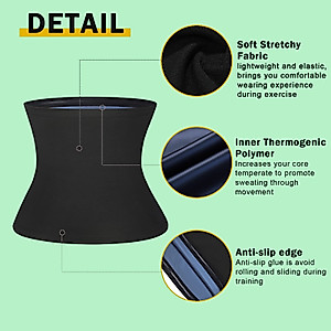 LELTLIMH Waist Trimmer for Women, Waist Trainer Sauna Belt, Neoprene-free Waist Cincher,Sauna Slimming Belt Suit Workout SM Black