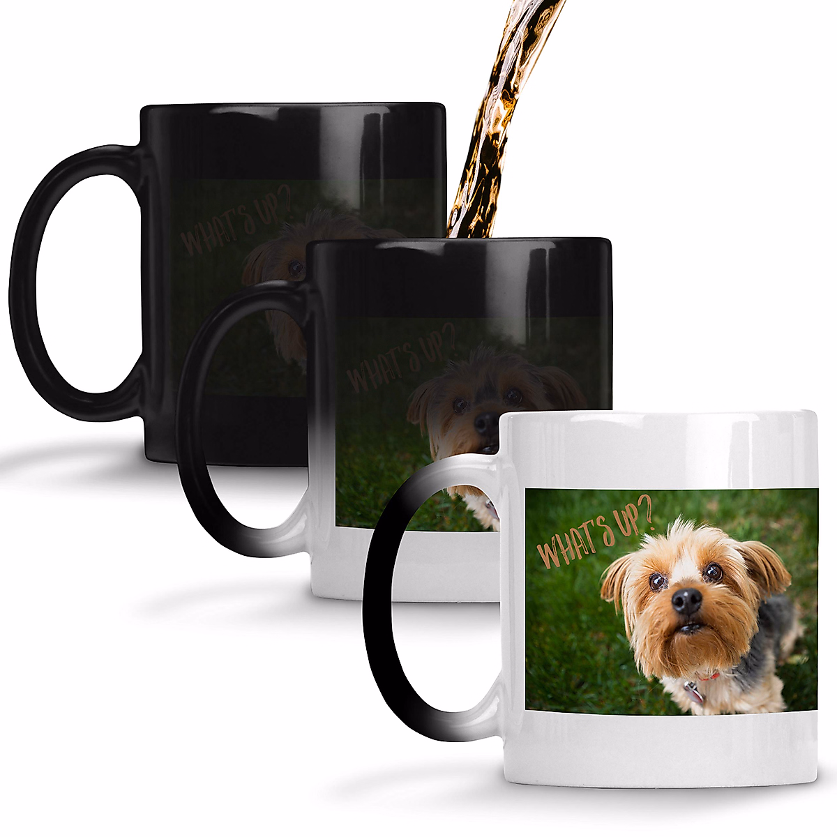 Personalization Lab Heat Sensitive Ceramic Coffee Mug, 11 oz, Color Changing, Custom Photo, Text, Logo, Double Sided, Funny, Home, Christmas Gift