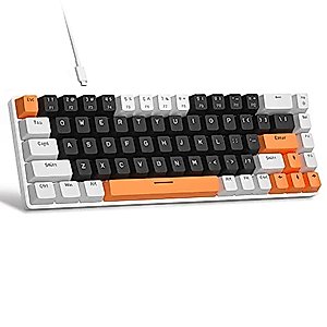 MageGee Portable 60% Mechanical Gaming Keyboard, MK-Box LED Backlit Compact 68 Keys Mini Wired Office Keyboard with Blue Switch for Windows Laptop PC Mac - Black/White