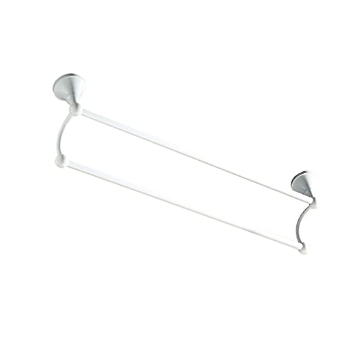 DOITOOL Double Towel Bar Wall- Mounted Brass Towel Bar Towel Holder Antique Brass Retro Towel Rack Wall Mounted Brass Storage Rack Smooth Towel Rack Towel Holder (White) Towel Storage Bar