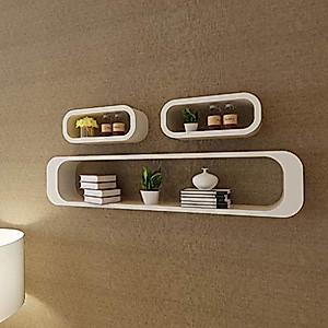 vidaXL 3X Wall-Mounted Cube Floating Shelf Set Matte White Display Store Home
