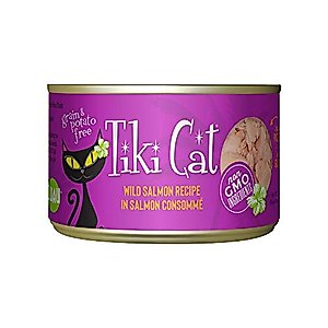 Tiki Cat Luau Shredded Meat, Wild Salmon Recipe in Salmon Consumme, Grain-Free Balanced Nutrition Wet Canned Cat Food, For All Life Stages, 6 oz. Cans (Pack of 8)