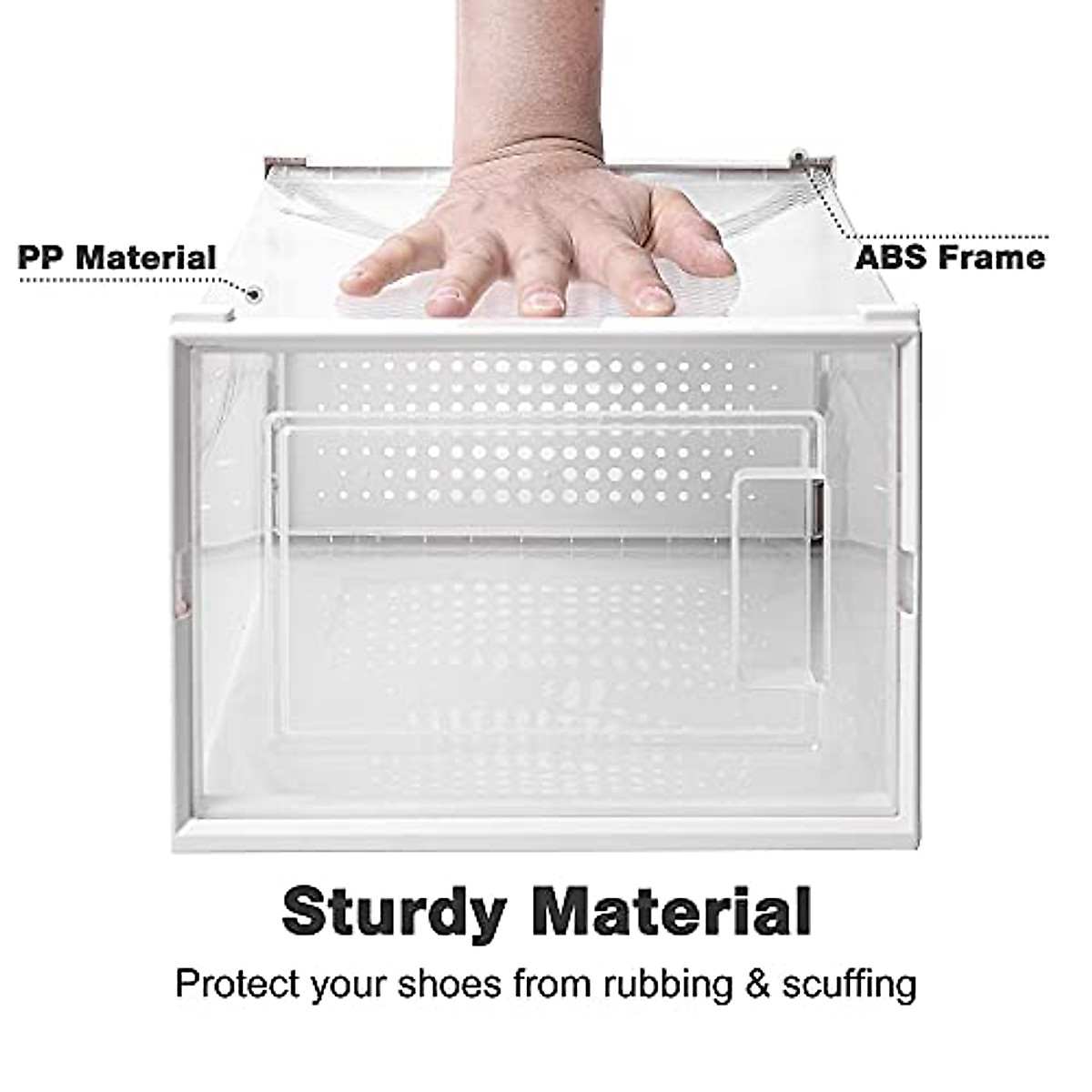 Yescom Foldable Shoe Storage Box 18 Pack Shoe Organizer Bins Closets Stackable Sneaker Container for Home Closet Apartment Use Clear Large Size