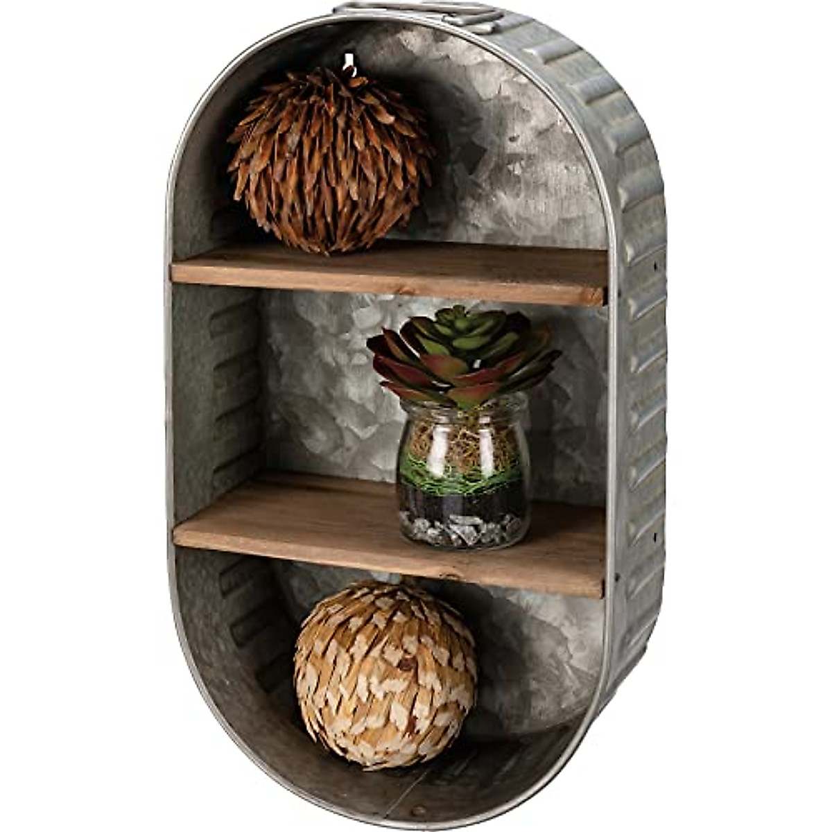 Primitives by Kathy Washtub Wooden Double Shelf 9.50" x 17.25" x 4.50"