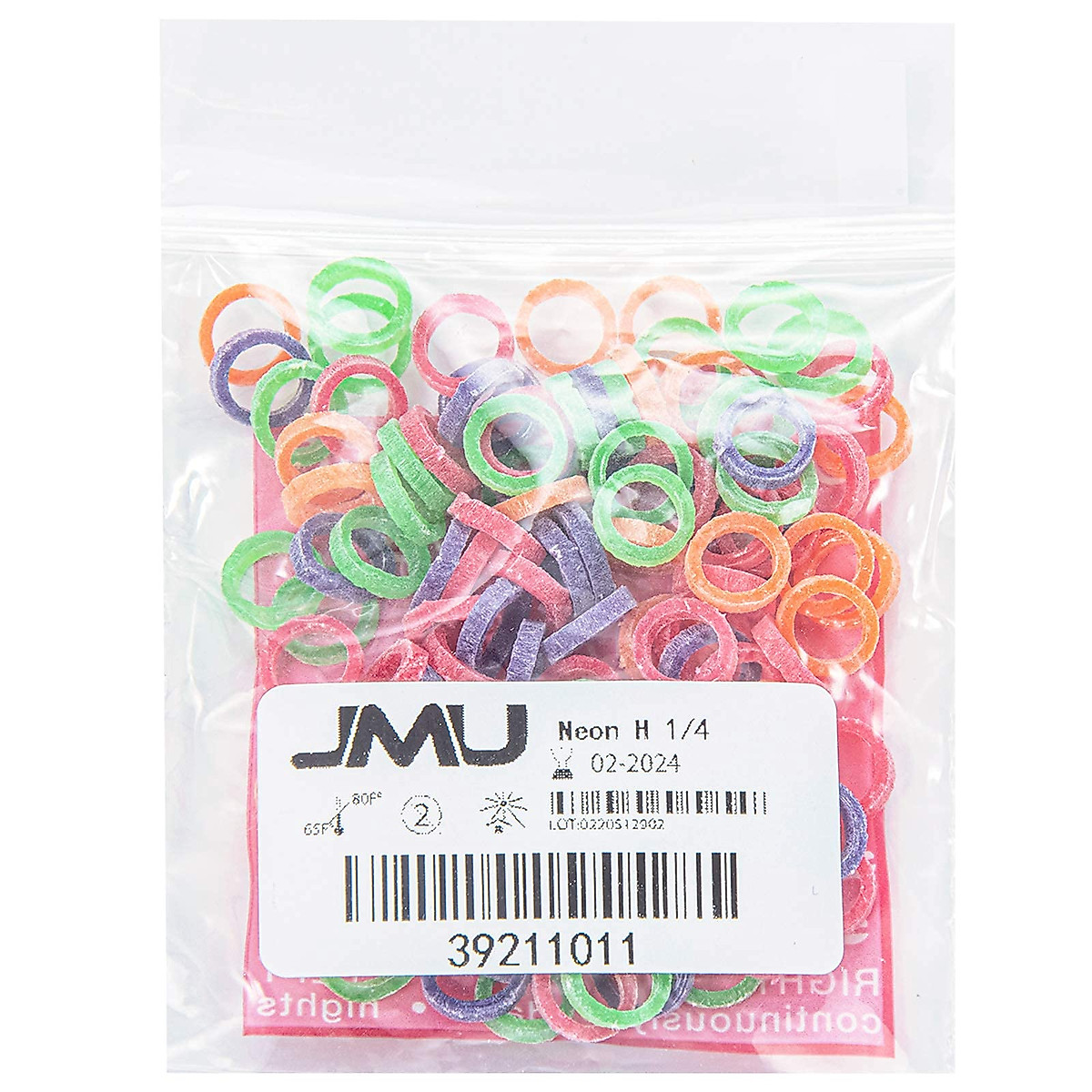 JMU Orthodontic Elastics 1/4 Heavy, 500 Pack Intraoral Elastic Bands Non-Latex Neon Dental Rubber Bands Made in USA