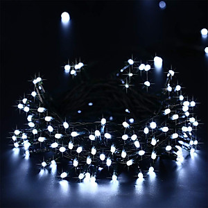 Joomer Battery Christmas Lights, 66ft 200LED Fairy Lights Battery Operated Timer 8 Modes Waterproof for Outdoor Home Garden Party Holiday Christmas Trees Decoration (White)