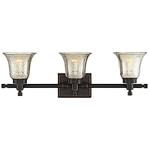 Possini Euro Design Varra Antique Wall Mount Light Antique Silver Bronze Metal Hardwired 26 1/2" Wide 3-Light Fixture Bell Mercury Glass Shades for Bathroom Vanity Mirror House Home Room Decor