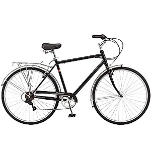 Schwinn Wayfarer Adult Hybrid Bike, Mens and Womens, 18-Inch/Medium Steel Step-Over Frame, 7-Speed Drivetrain, Rear Rack, 700C Wheels, Black