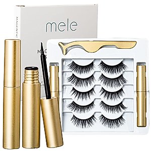 MELE Mele Magnetic Eyelashes & Eyeliner Kit | Reusable Easy To Apply Natural Looking Lash Kit | Long Lasting Comfortable False Lashes | 5 Pairs, 8 Piece Set