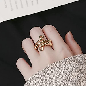 KUYN For Daughter - Drive Away Your Anxiety Circle Beads Fidget Ring And Necklace, S925 Sterling Anxiety Ring Anxiety Necklace for Women, Adjustable Open Ring with Beads Spinner Ring (Silver)